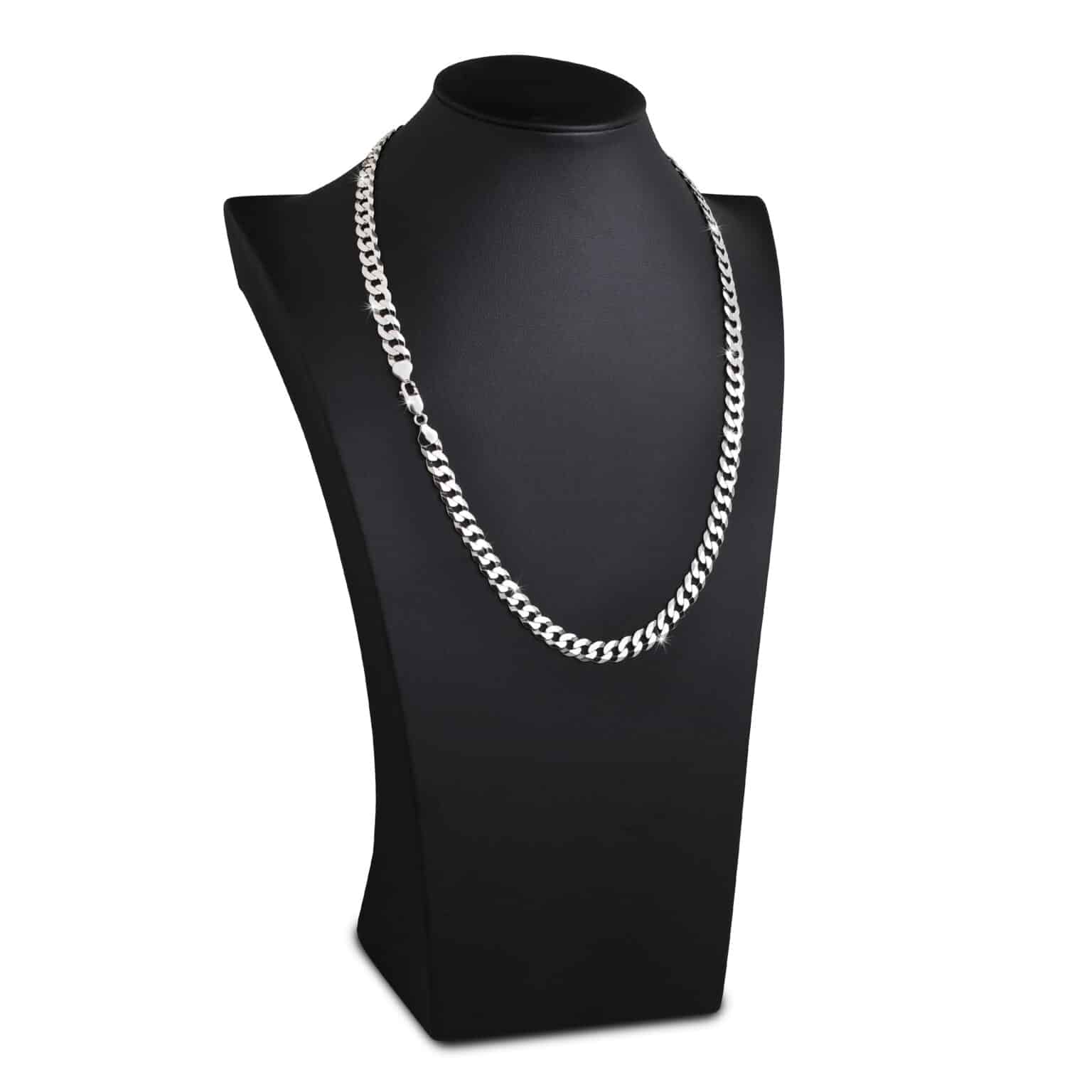 7mm Flat Cuban Link Chain – 925 SILVER – Silver Cuban Link Chain